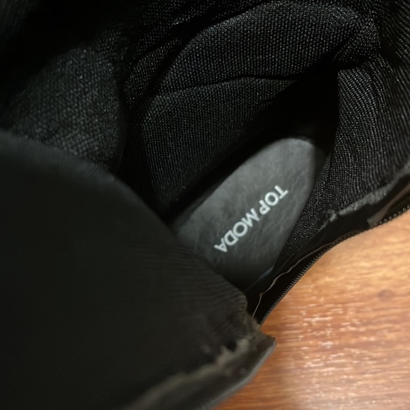 TOP Moda | Shoes | Never Worn Top Moda Buckle Black Wedge Boots | Poshmark